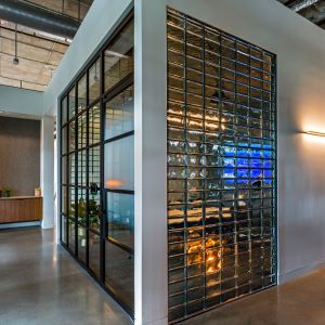 Glass and Brick Architecture with Glass Brick Installations